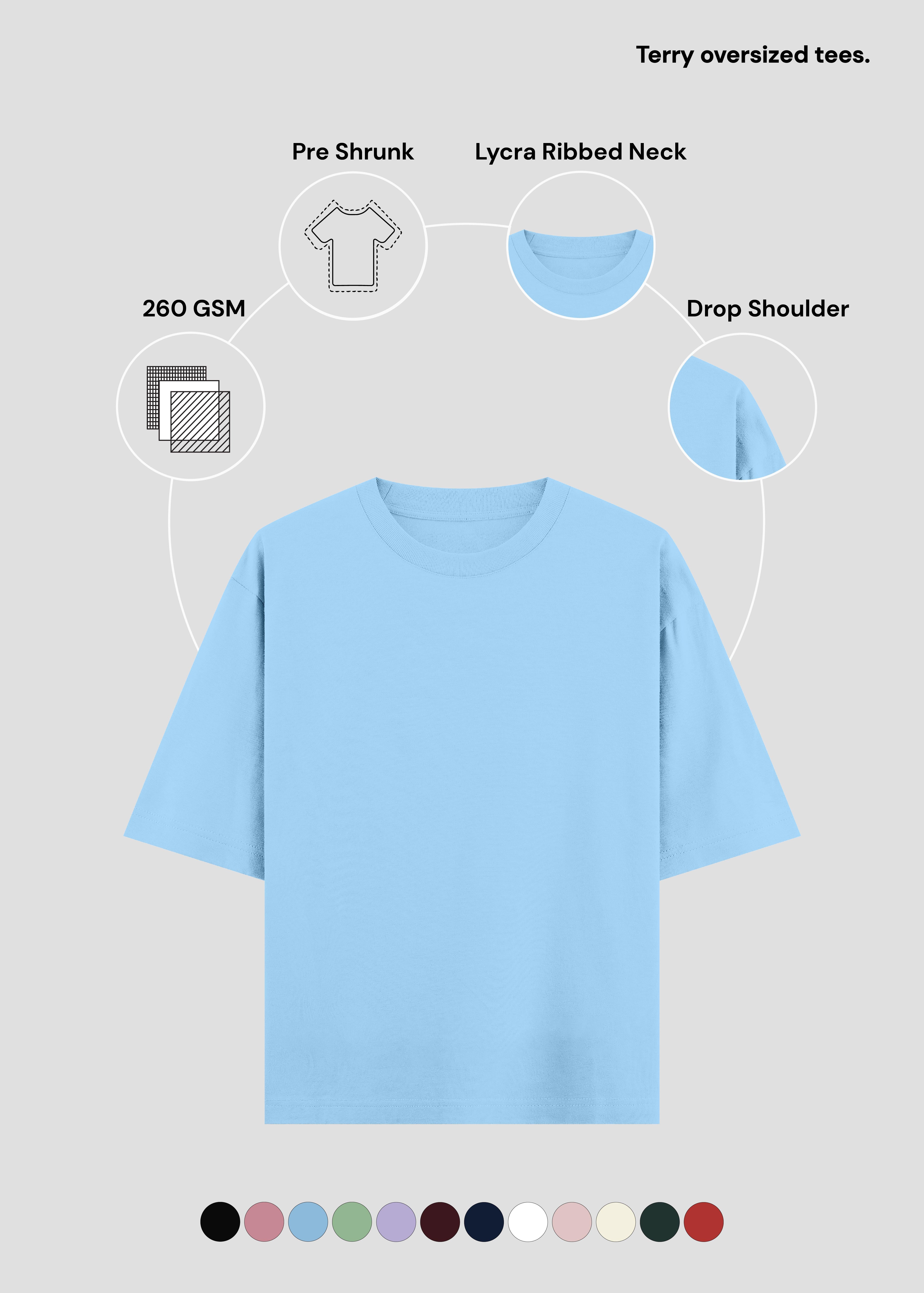 Baby Blue Terry Oversized Tee – TeeTalkies