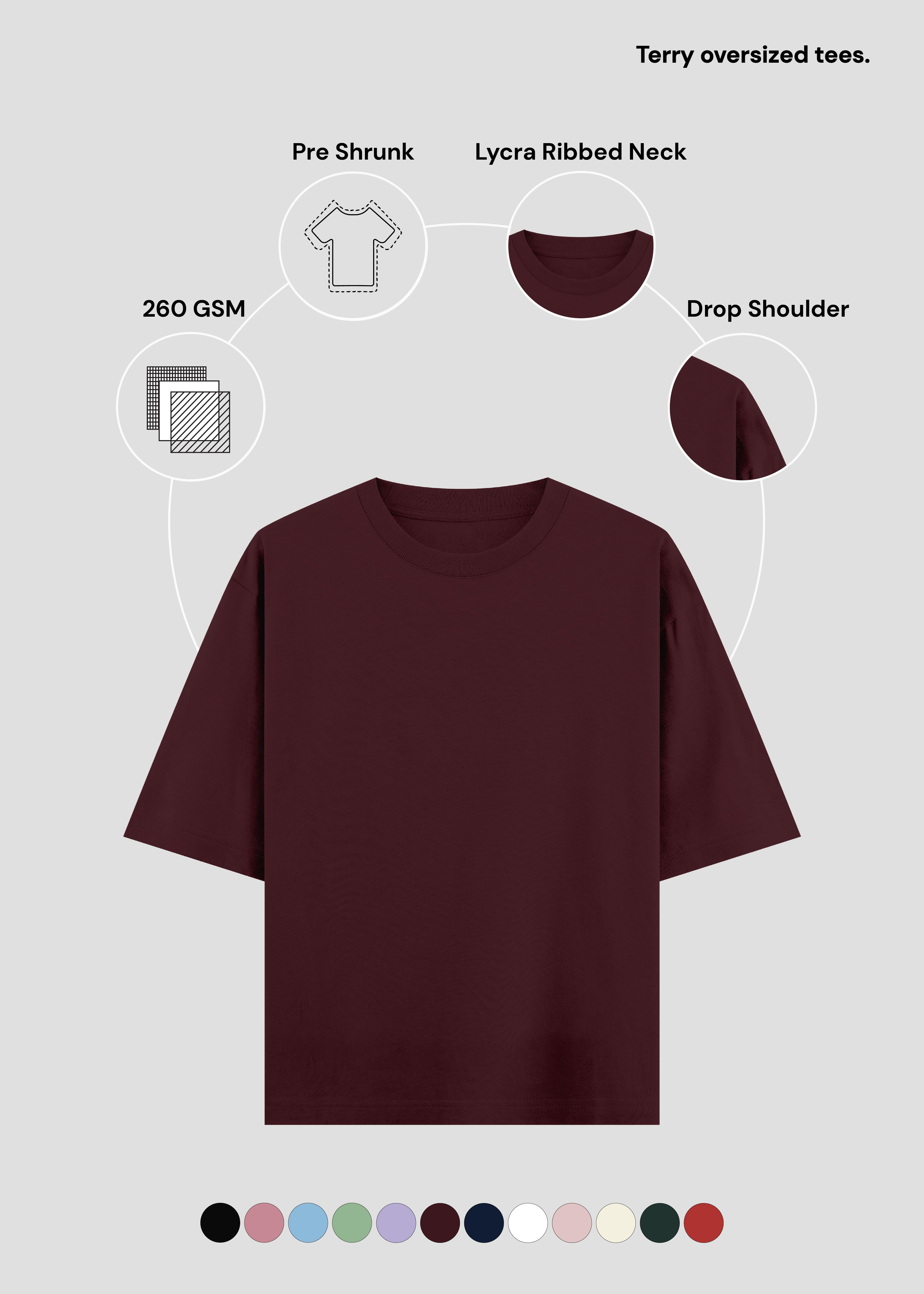Maroon Terry Oversized Tee – TeeTalkies