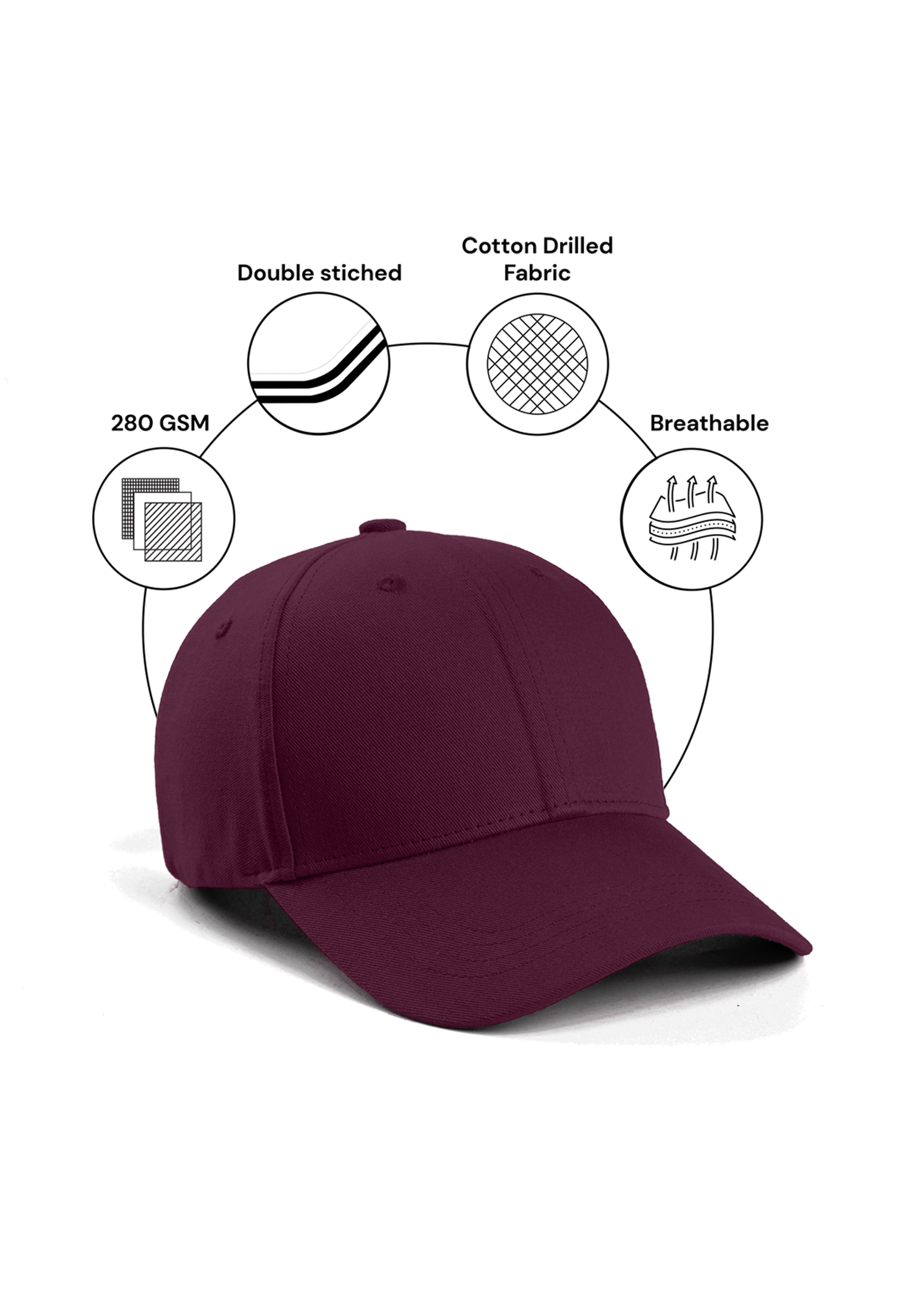 Maroon Classic Baseball Cap | BC33 – TeeTalkies