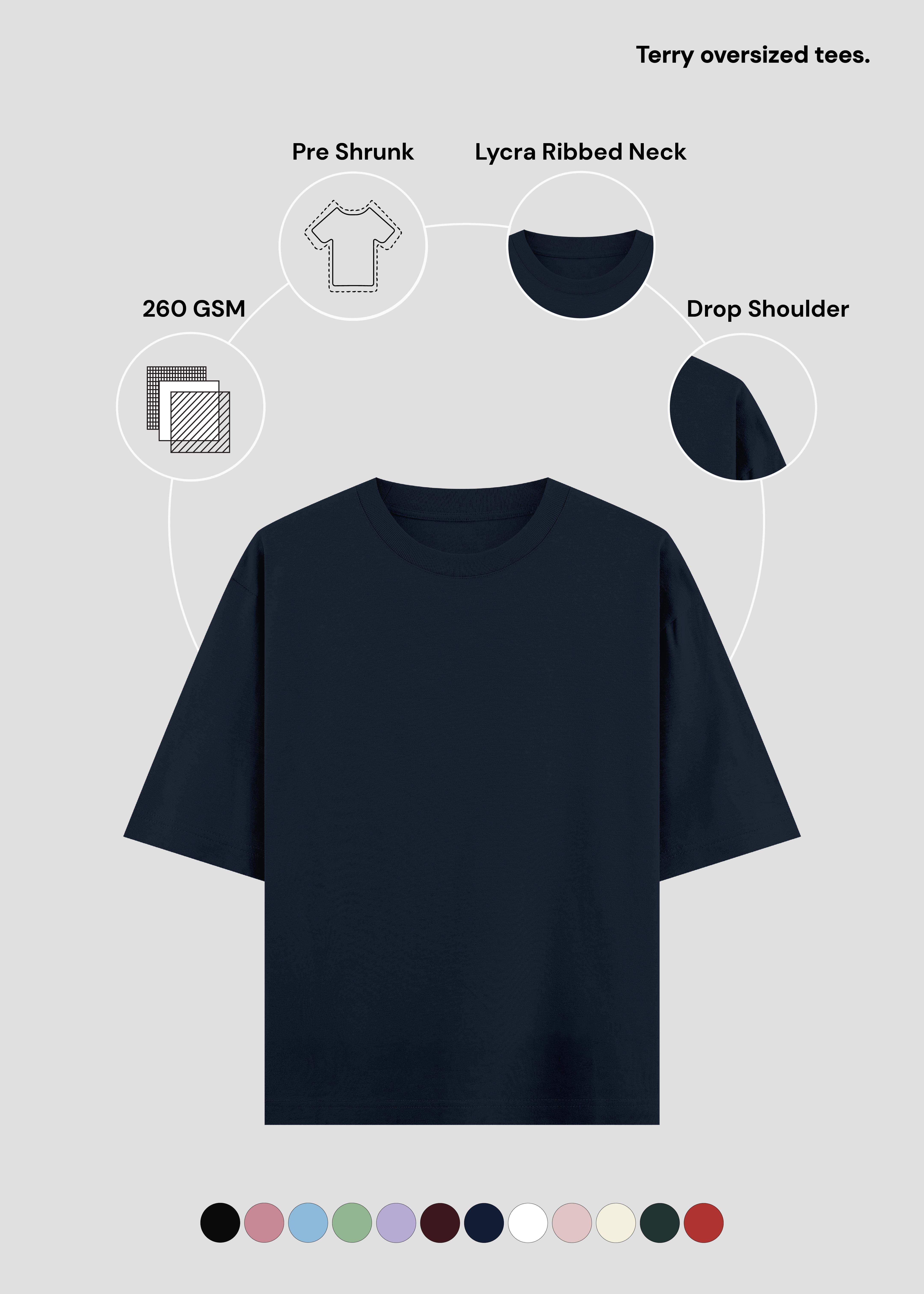 Navy Blue Terry Oversized Tee – TeeTalkies
